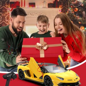 AEROQUEST Lamborghini Remote Control Car, 1:14 Scale Lamborghini SVJ Toy Car Officially Licensed 15 KM/H RC Cars with LED Light, 2.4Ghz Model Car for Boys,Girls,Teens and Adults Birthday Gift, Yellow