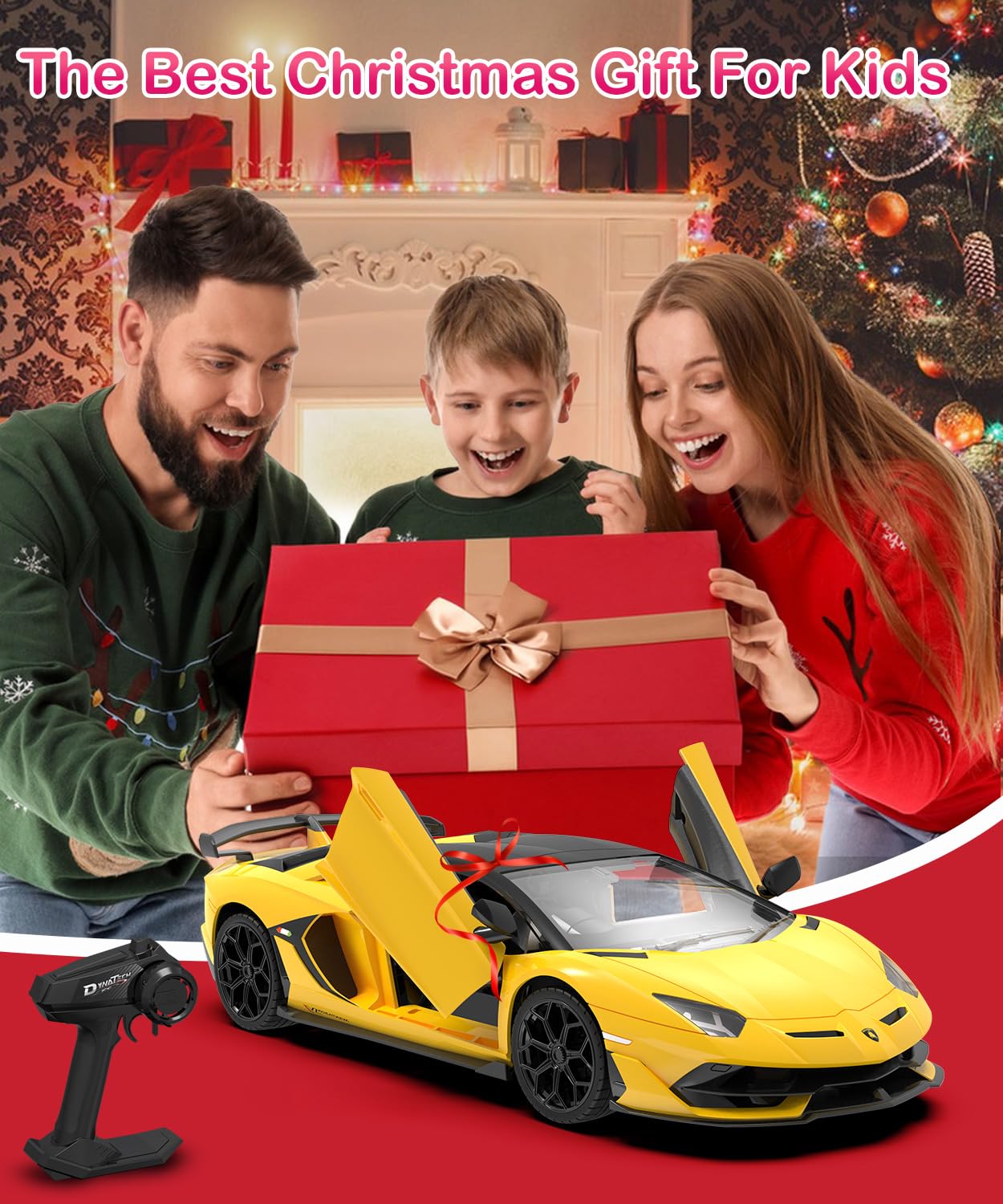 AEROQUEST Lamborghini Remote Control Car, 1:14 Scale Lamborghini SVJ Toy Car Officially Licensed 15 KM/H RC Cars with LED Light, 2.4Ghz Model Car for Boys,Girls,Teens and Adults Birthday Gift, Yellow