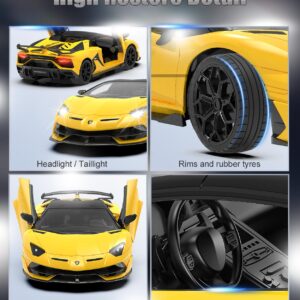 AEROQUEST Lamborghini Remote Control Car, 1:14 Scale Lamborghini SVJ Toy Car Officially Licensed 15 KM/H RC Cars with LED Light, 2.4Ghz Model Car for Boys,Girls,Teens and Adults Birthday Gift, Yellow