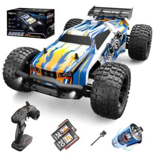 holyton 1:10 large high speed remote control car with led shell lights, 48+ km/h, 4wd offroad monster truck for adults & kids, hobby rc truck vehicle, 2 battery crawler toy gift for boy