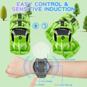 2024 New Mini Remote Control Car Watch Toys, 2.4 GHz Cartoon RC Watch Racing Car, USB Charging Remote Control Car, TikTok Watch Car Hand Controlled Watch RC Car for Boys Girls Birthday Gift (Green)