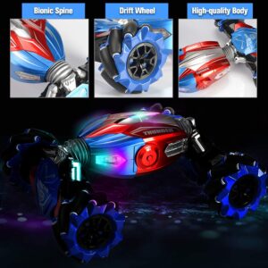 NQD Remote Control Car ,1:10 Scale Rc Stunt Car, 4wd Transform 25 Km/h Watch Gesture Sensor Car, Double Sided Rotating All Terrains Drift Vehicle with Lights Music