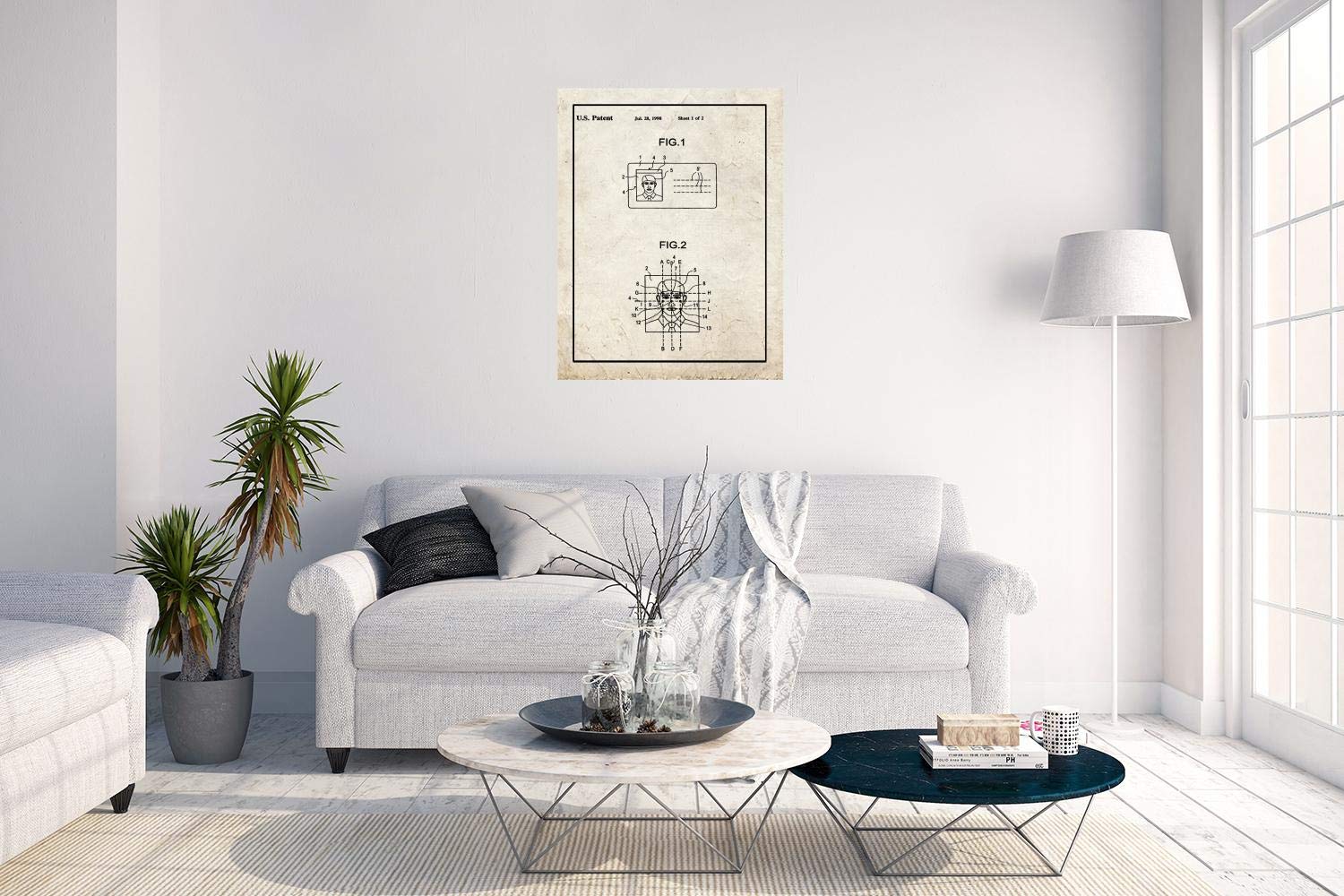 Biometric Security Process for Authenticating Identity and Credit Cards, Visas, Passports and Facial Recognition Patent Print Old Look with Border (8" x 10") M15691