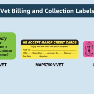 Doctor Stuff - Veterinarian File Folder Chart Labels, We Accept Major Billing and Collection Vet Stickers, Fluorescent Yellow/Black, 3" x 1", 250/Roll, Tabbies Veterinary MAP5790