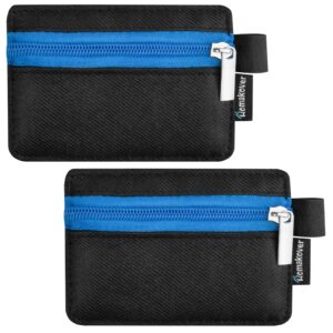 bluecell bcp 2pcs black color splash proof nylon security utility zipper coin safe pouch id card visa card business card bag sleeve 4-1/2 x 3 inches