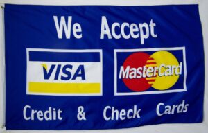 we accept visa mastercard credit & check cards flag 3' x 5' deluxe indoor outdoor business sign banner