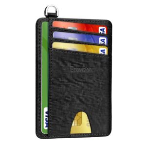 slim minimalist front pocket wallet, ecovision rfid blocking credit card holder wallet with detachable d-shackle for men women