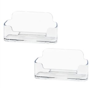 acrylic business card holder for desk, clear plastic business cards display holders stand, fits 30-50 business cards