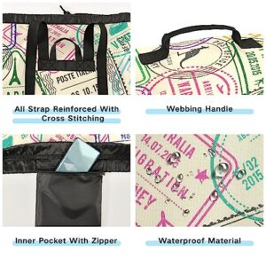 Travel Stamps Visa Nylon Travel Laundry Bag for Luggage Dirty Heavy Duty Dirty Clothes Organizer with Drawstring Closure & Shoulder Straps Laundry Hamper Liner for Apartment College Dorm Factories