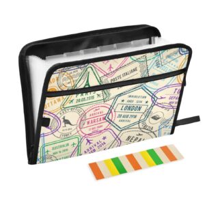 travel stamps visa accordion file organizer portable document receipt organizer file folders with pockets labels card organizer for home office school supplies