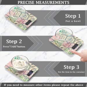 Travel Stamps Visa Food Scale Waterproof Digital Kitchen Scales Weight Ounces and Grams with Easy to Clean for Weight Loss, Baking, Cooking