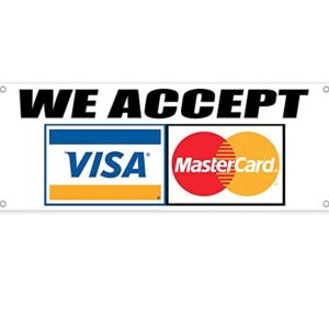 We Accept Visa MC (Inventory Clearance) 13 oz Banner | Non-Fabric | Heavy-Duty Vinyl Single-Sided With Metal Grommets