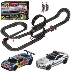 carrera go!!! electric powered slot car racing kids toy race track set 1:43 scale, dtm power run