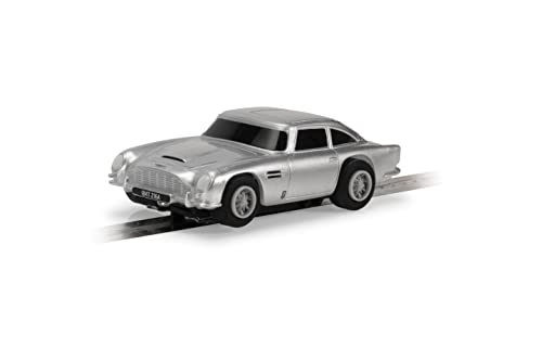 Scalextric Micro James Bond Goldfinger Aston Martin DB5 1:64 Slot Race Car G2221, Silver