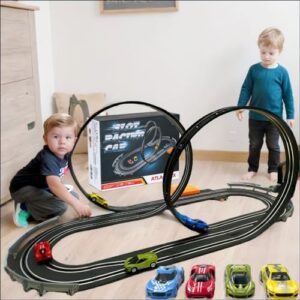 atlasonix slot car race tracks sets - slot cars, race tracks & accessories electric race car track, dual electric race track for girls & boys age 5 years+