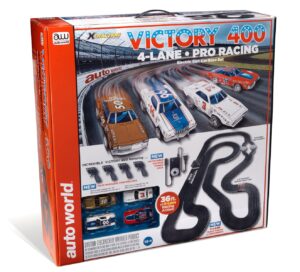 auto world 36' victory 400 4 lane slot race set ho scale