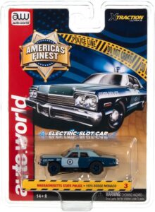 auto world sc397-3 america's finest massachusetts state police 1974 monaco ho scale electric slot car - blues