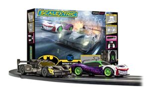 scalextric batman vs joker 1:32 spark plug slot car race track set c1415t, black