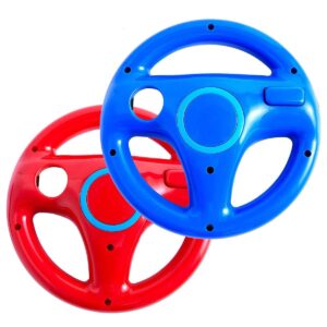 doyo 2 pack red and blue wheel steering wii controller design stand mario kart racing game steering wheel stand for wii game controller