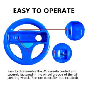 DOYO 2 Pack Red and Blue Wheel Steering Wii Controller Design Stand Mario Kart Racing Game Steering Wheel Stand for Wii Game Controller