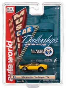 auto world thunderjet mr. norm's grand spaulding dodge - 1970 dodge challenger t/a (yellow) ho scale slot car