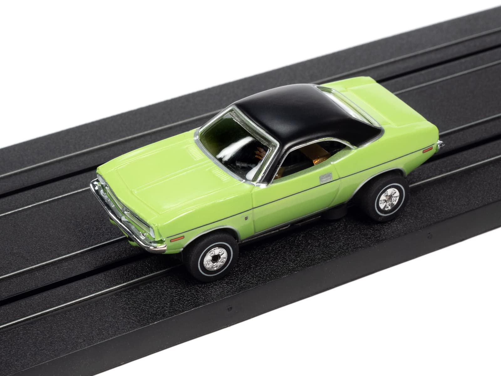 Auto World Thunderjet OK Used Cars 1970 Plymouth Barracuda Gran Coupe (Green) HO Scale Slot Car