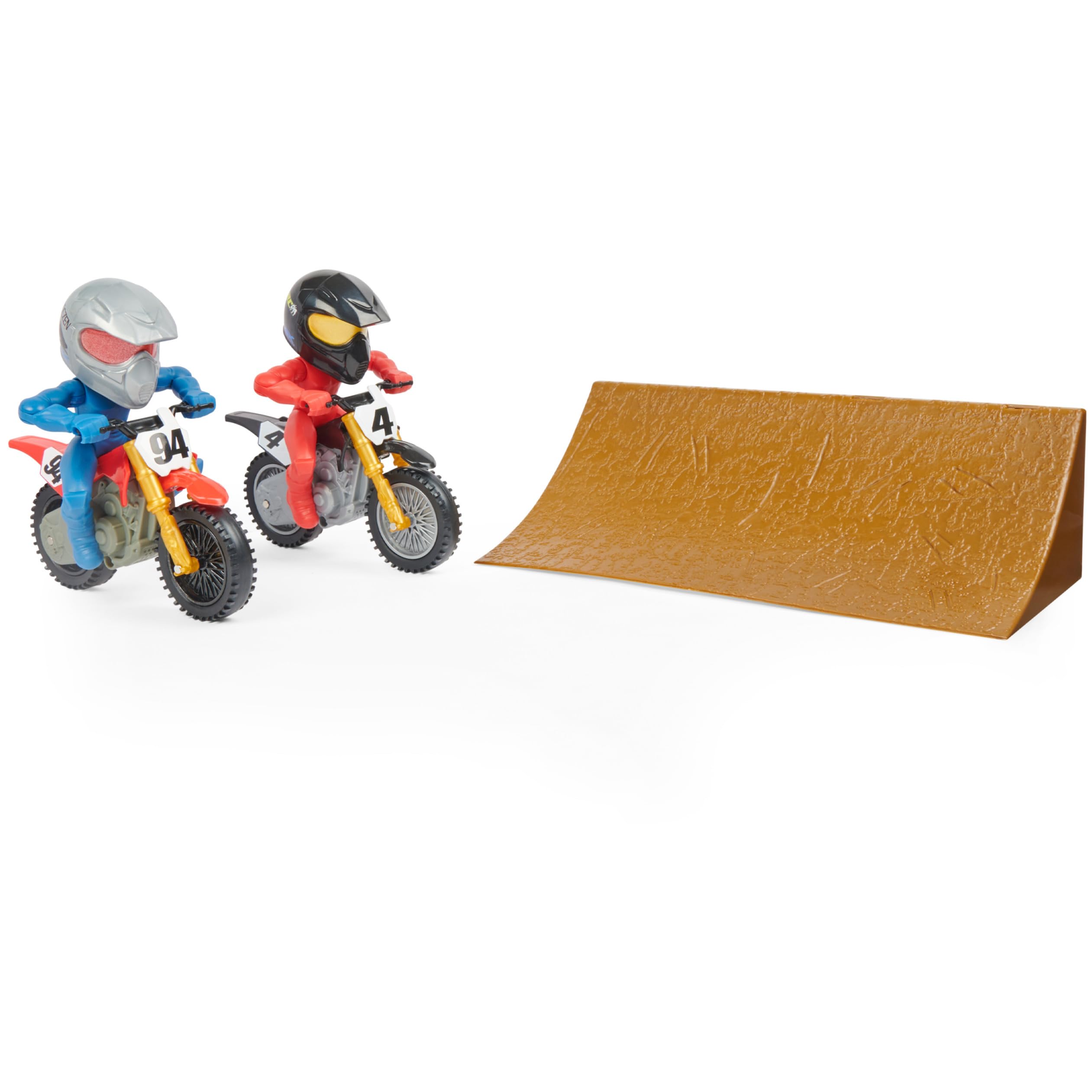 Supercross, Race and Wheelie Competition Set, Includes Ricky Carmichael and Ken Roczen Bikes and Deluxe Ramp, Kids Toys for Boys Aged 3 and Up