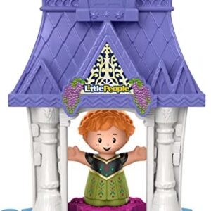 Fisher-Price Little People Toddler Toy Disney Frozen Anna in Arendelle Portable Playset with Figure for Ages 18+ Months