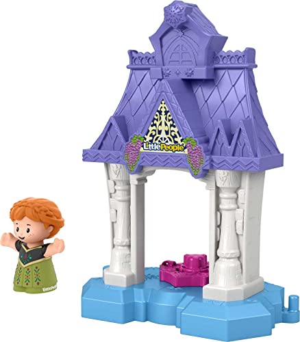 Fisher-Price Little People Toddler Toy Disney Frozen Anna in Arendelle Portable Playset with Figure for Ages 18+ Months