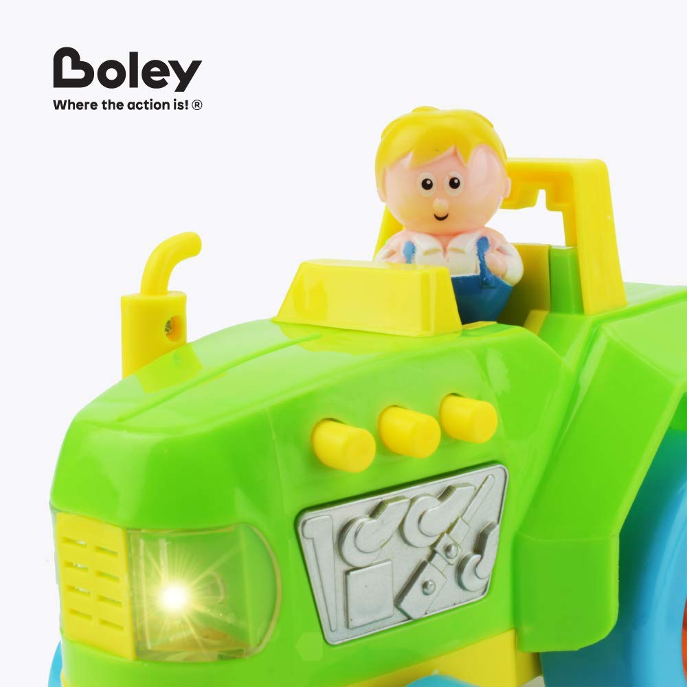 Boley My First Farm Play Set - 6 Piece Green Tractor with Trailer, Farmer Figurine, and Farm Animal Toys for Toddlers - Perfect for Kids Learning and Play!