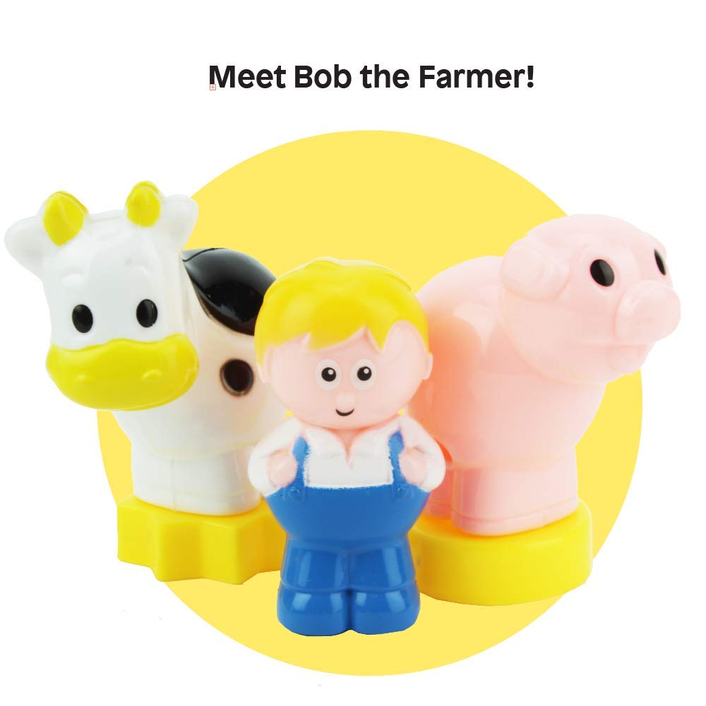 Boley My First Farm Play Set - 6 Piece Green Tractor with Trailer, Farmer Figurine, and Farm Animal Toys for Toddlers - Perfect for Kids Learning and Play!