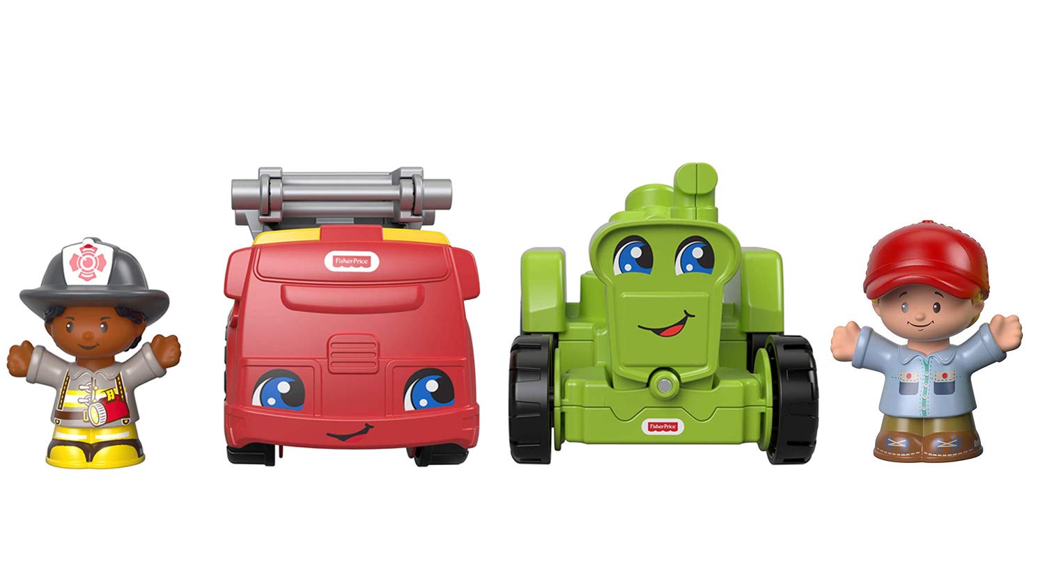 Fisher-Price Little People Rescue Fire Truck and Helpful Harvester Tractor Bundle