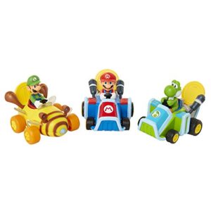 super mario coin racers cars 3pk vehicle set, yellow