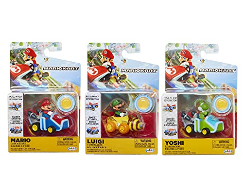 Super Mario Coin Racers Cars 3Pk Vehicle Set, Yellow