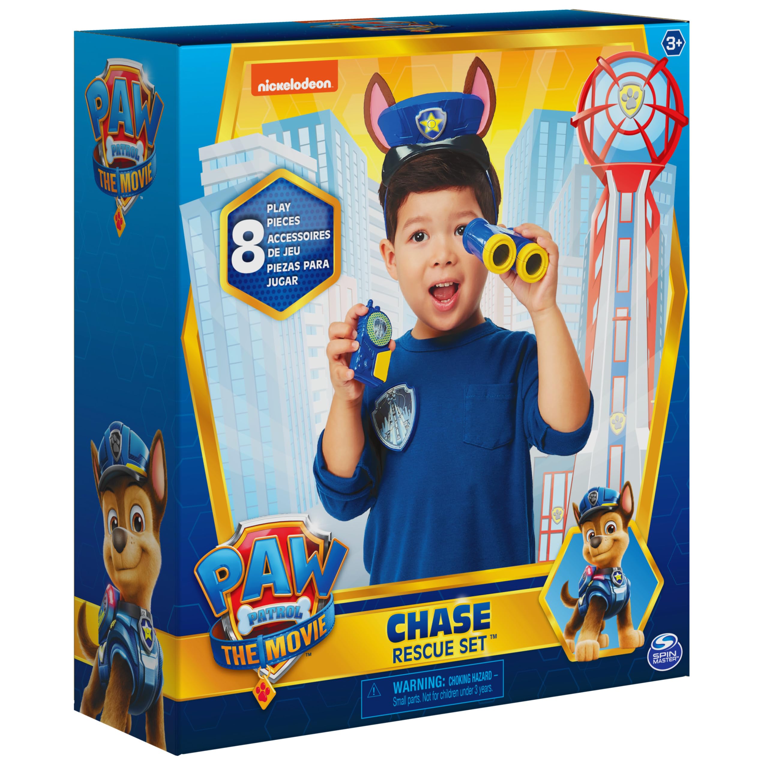 Paw Patrol, Chase Movie Rescue 8-Piece Role Play Set, Pretend Play Costumes for Kids, Toys for Boys & Girls Ages 3 and up.