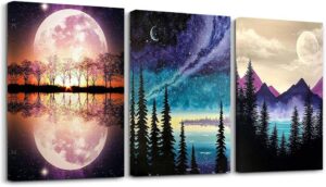 3 pack paint by number for adults canvas - paint by number for adults beginner,diy oil painting kit with paintbrushes and acrylic pigment, arts craft for home wall decor and gift - landscape 12x16in