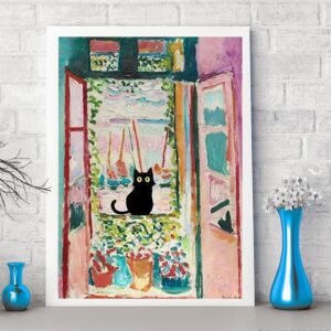 ARPADAMO Adults Beginners Paint by Number Kits ? Press Digital Easy Acrylic Black cat 4 Pieces Paint, DIY Watercolor Paint Press Digital kit on Canvas Home Wall Decoration Without Frame 12×16inch