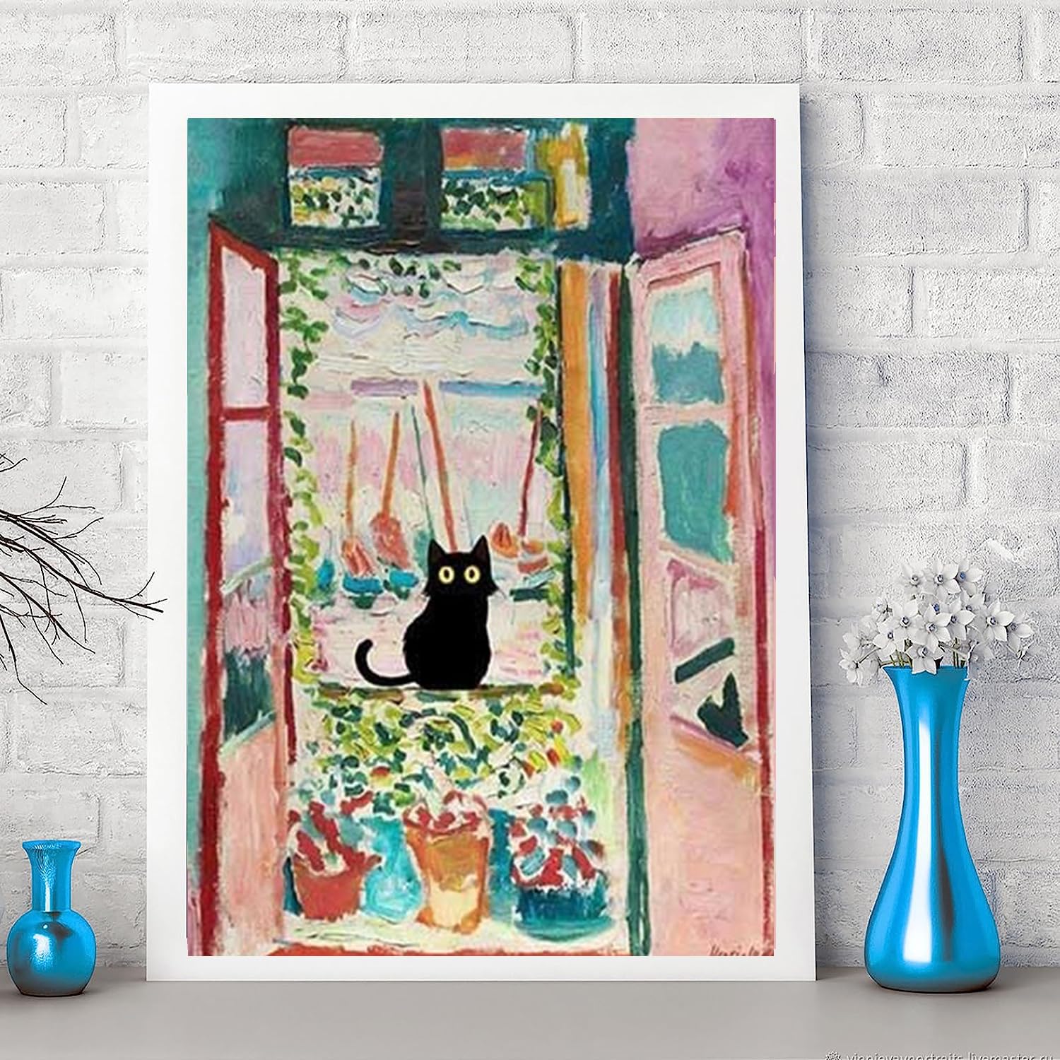 ARPADAMO Adults Beginners Paint by Number Kits ? Press Digital Easy Acrylic Black cat 4 Pieces Paint, DIY Watercolor Paint Press Digital kit on Canvas Home Wall Decoration Without Frame 12×16inch