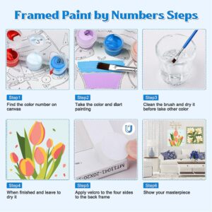 cupmod 2 Pack Framed Paint by Number for Kids,Easy Flower Painting Paint by Numbers Kits on Canvas,DIY Acrylic Oil Painting for Home Wall Decor(8x8inch)