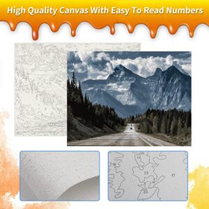 RAOHEVU Paint by Numbers for Adults Beginner - “Road to Mountains” Paint by Numbers Kits (16" x 20") with Acrylic Paint and Paintbrushes Without Frame