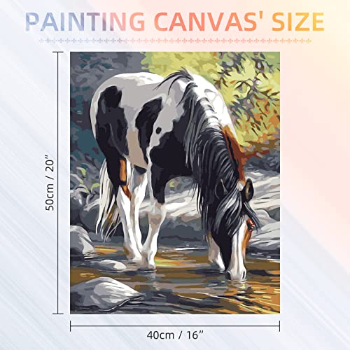 Rasugarlary Paint by Numbers for Adults Beginner, DIY Horse Paint by Numbers Kits on Canvas, Oil Painting Paintworks Acrylic Painting by Numbers Kits with for Home Decor Gift 15.7x19.6