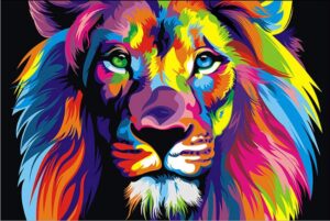 ifymei paint by numbers for kids and adults beginner, diy gift canvas painting kits for boys and girls, 16x20 inch colorful lion [without frame]