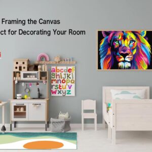 ifymei Paint by Numbers for Kids and Adults Beginner, DIY Gift Canvas Painting Kits for Boys and Girls, 16x20 Inch Colorful Lion [Without Frame]