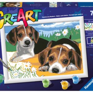 Ravensburger CreArt Jack Russell Puppies Paint by Numbers Kit for Kids - Painting Arts and Crafts for Ages 7 and Up