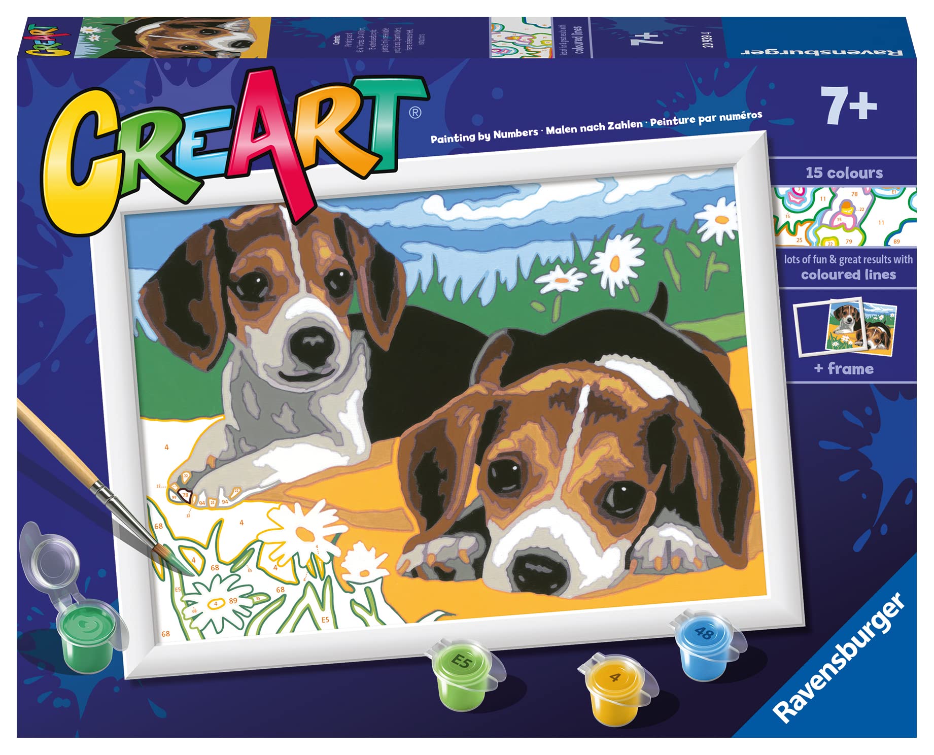 Ravensburger CreArt Jack Russell Puppies Paint by Numbers Kit for Kids - Painting Arts and Crafts for Ages 7 and Up