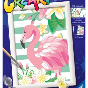 Ravensburger CreArt Think Pink Paint by Numbers Kit for Kids & Adults - All-Inclusive DIY Painting Kit Canvas | Detailed Flamingo Artwork | Ideal for Beginners & Art Enthusiasts