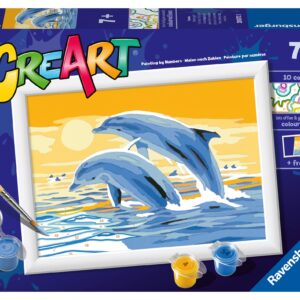 Ravensburger CreArt Delightful Dolphins Paint by Numbers Kit for Kids - Painting Arts and Crafts for Ages 7 and Up, Multi-Colored, único