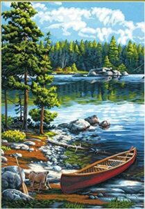 dimensions canoe lake paint by numbers craft kit, 14'' x 20'', none