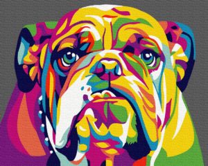 komking diy paint by numbers for adults & kids, canvas painting kit paint by number kits on canvas, colorful dog 16x20inch