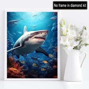 Diymood Paint by Numbers for Adults Shark, DIY Oil Painting Marine Life Acrylic Paint by Number Kits for Adults Beginner for Home Wall Decor 16x20 inch